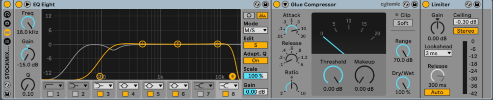 analog+wax ableton stock mix bus audio effects rack