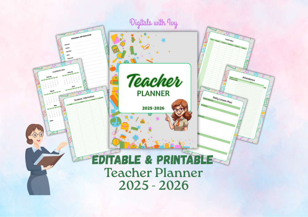 Teacher Planner 2025 - Editable and Printable