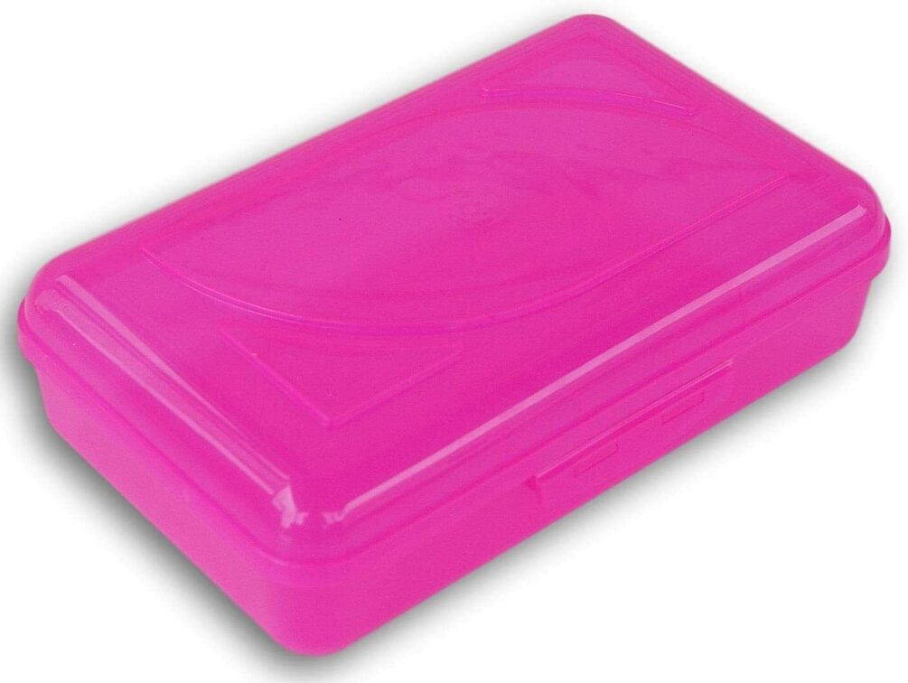 Snap-Closed Neon Pink Pencil Case Box
