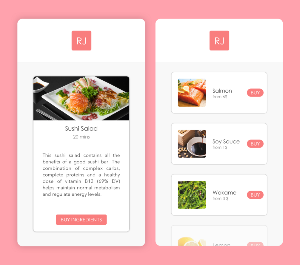 RJ - Recipes from Japan | Food App | Sketch file