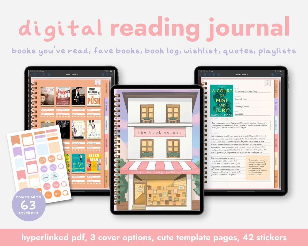 Digital Reading Journal Cute Journal for Book Lover Journal with Book ...