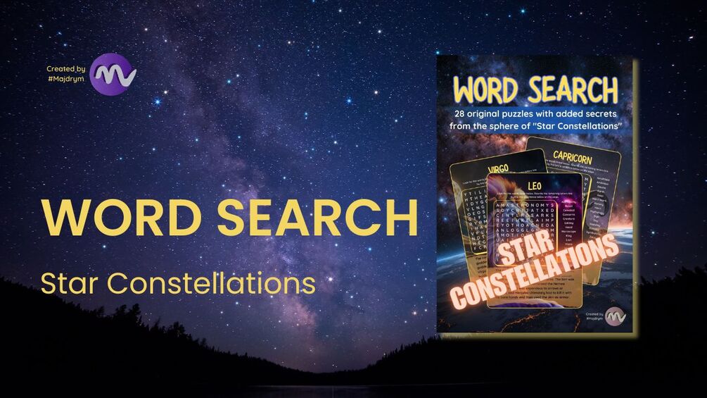 Word Search - Star Constellations - Activity book - A4 printable download