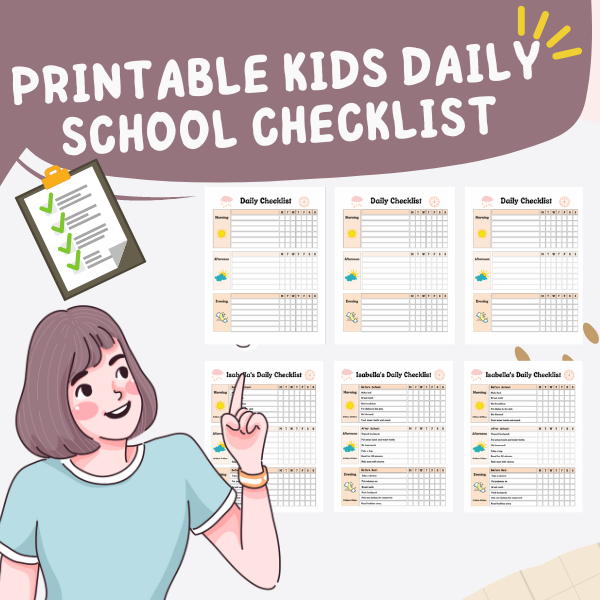 Printable Kids Daily School Checklist