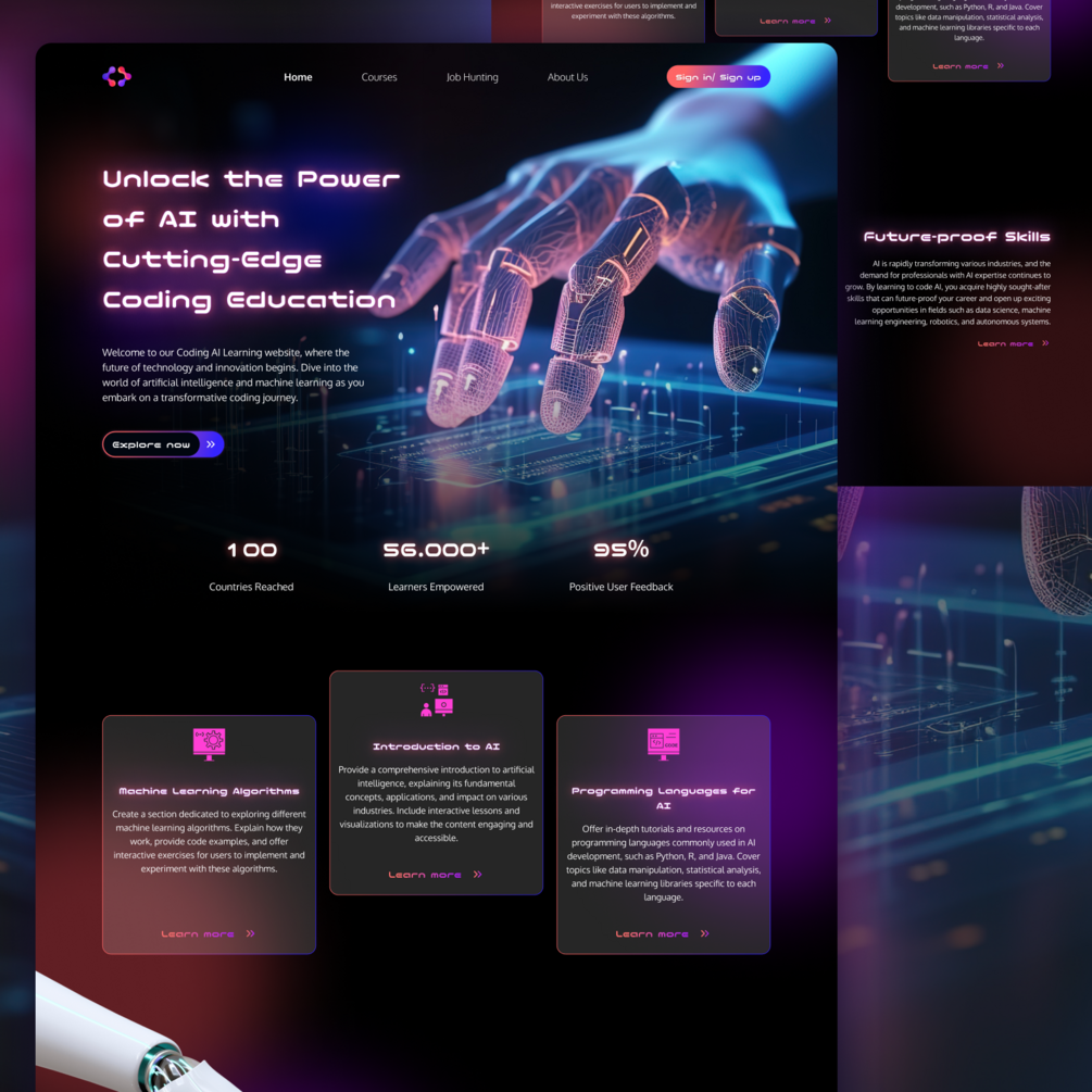 Learning Web - Neon Design Style