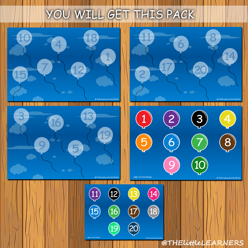 Balloons 123 matching activity