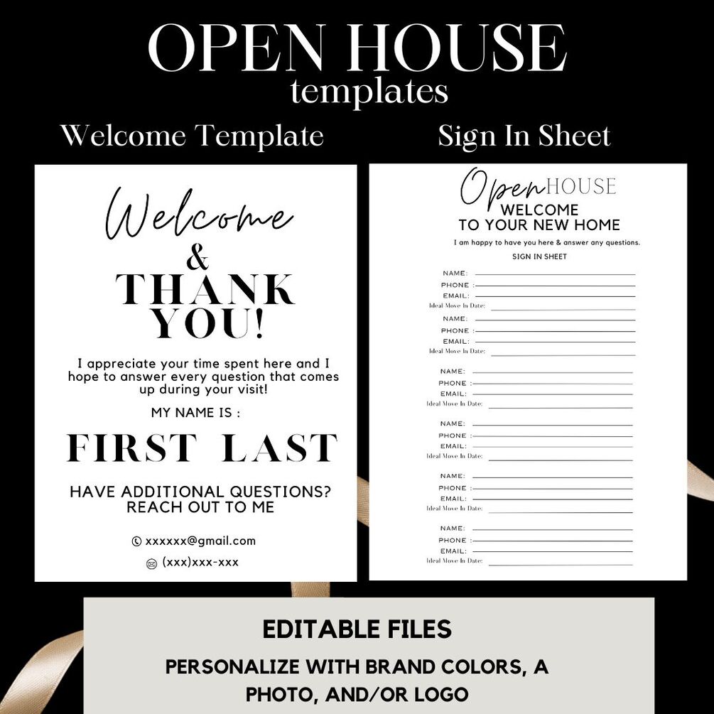 Open House Sign In Sheet and Welcome Sign