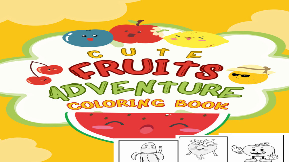 Cute fruits colouring book