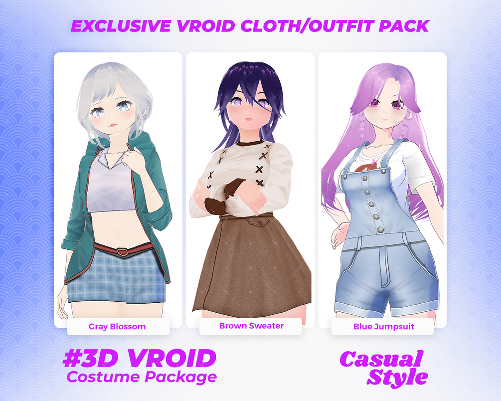 VRoid Clothing Pack, Comfort Attire, Casual Fashion, Virtual Style ...