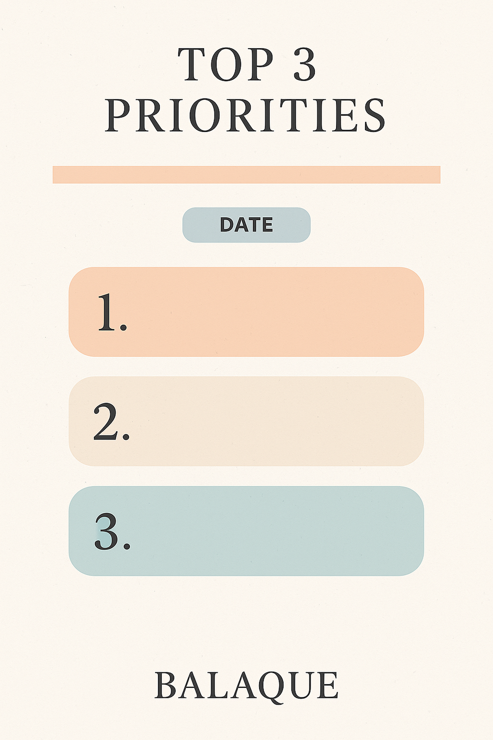 Top 3 Priorities – Free Daily Sheet
