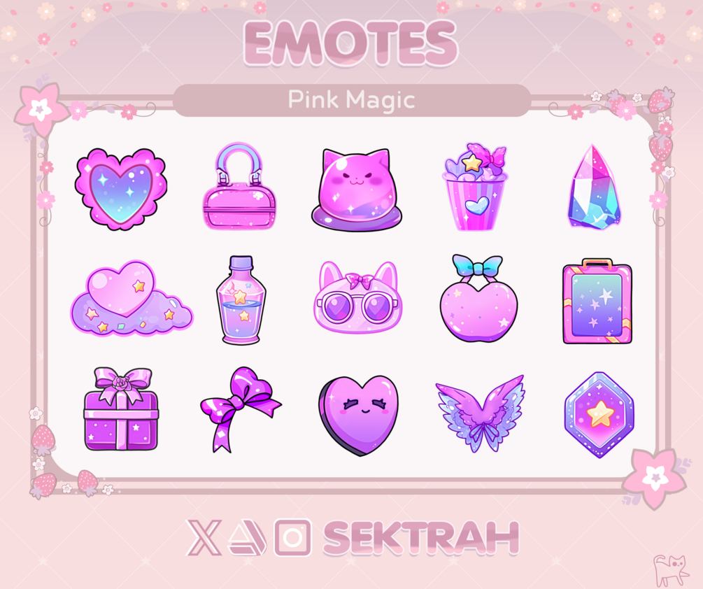Pink Magic Twitch Emotes / Sub Badges | Discord Roles Bits Channel ...