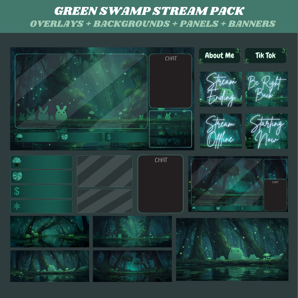 Green Swamp Twitch Overlay Pack – Animated Scenes, Panels & Banners ...