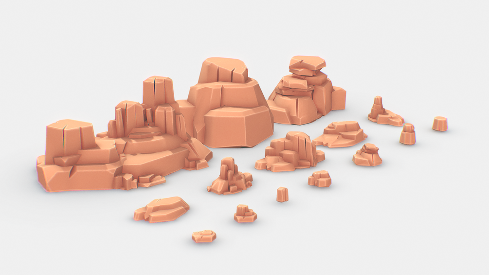 (FREE PRODUCT) Stylized Desert Rocks Pack 3D Model