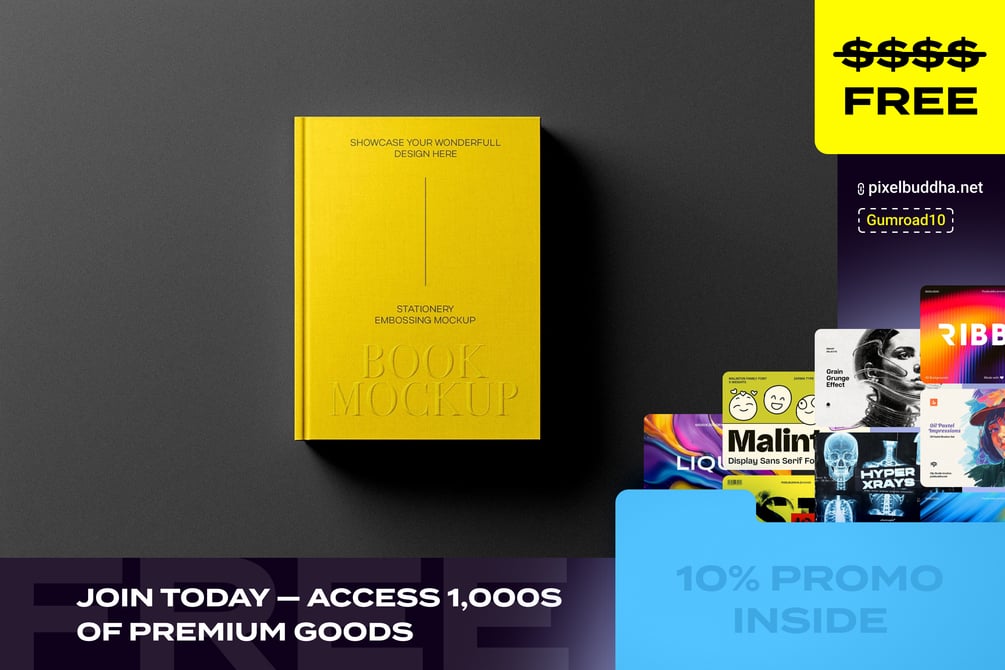 Free Premium Embossed Book Cover Mockup