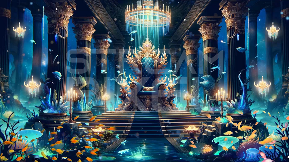 Animated virtual background seamless Luxurious Deep Sea Palace Poseidon ...