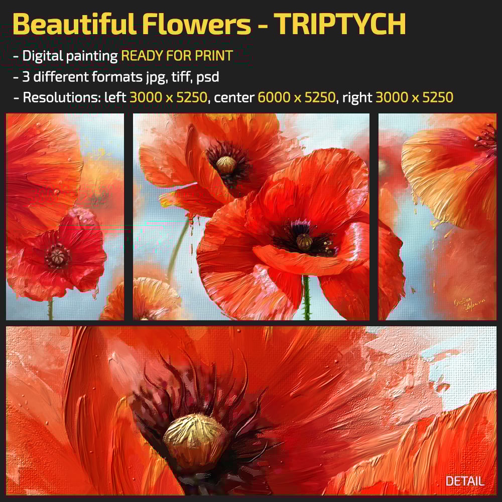 Beautiful Flowers - TRIPTYCH