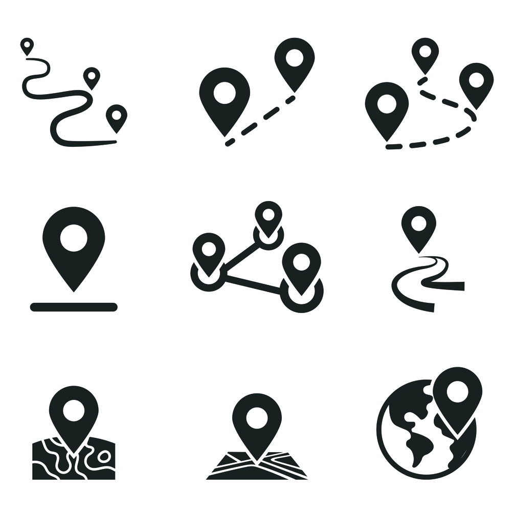 Location, Route Pin Icons – Navigation Map Symbol Pack