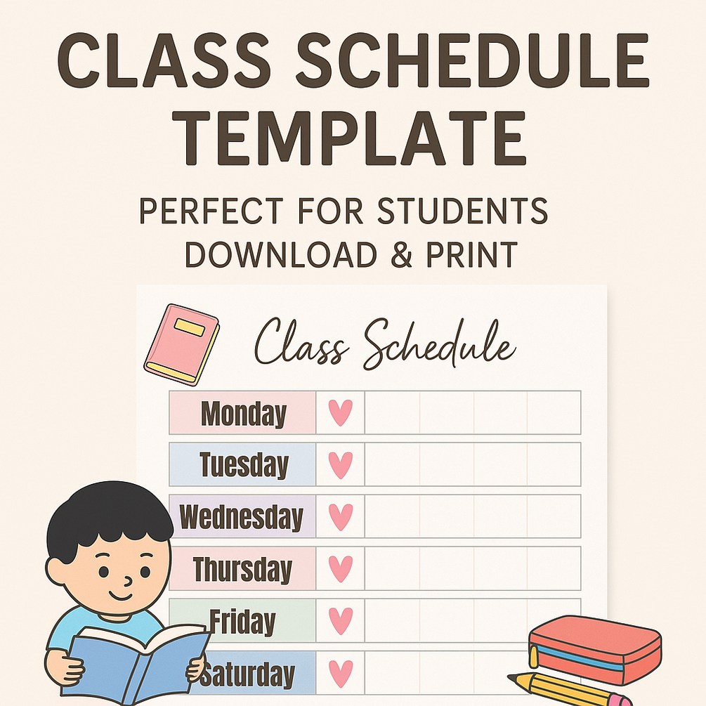 cute class schedule template