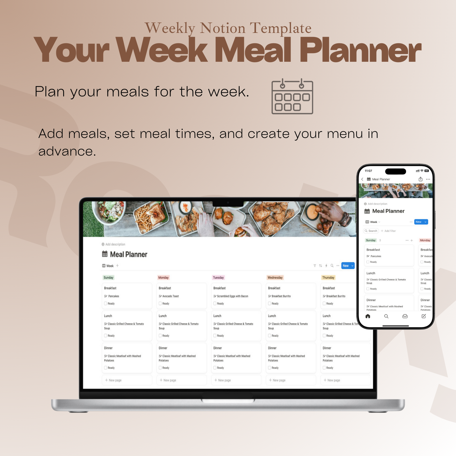 Notion Smart Meal Planner | Weekly Meal Plan, Grocery List & Recipe ...