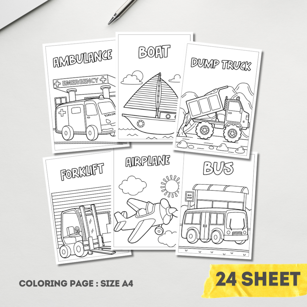 Coloring page vehicle for kids