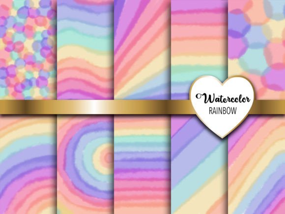Beautiful Rainbow Digital Paper Bundle More than 156 Graphics