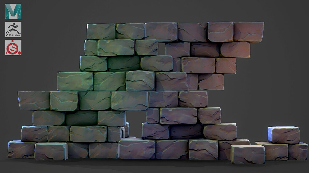 Stylized Modular Wall - Zbrush, Maya, Substance Painter Video