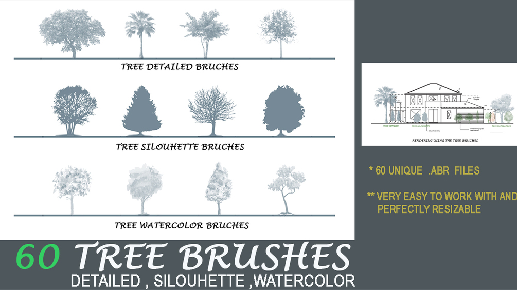 Bundle of Photoshop 60 Tree Brushes