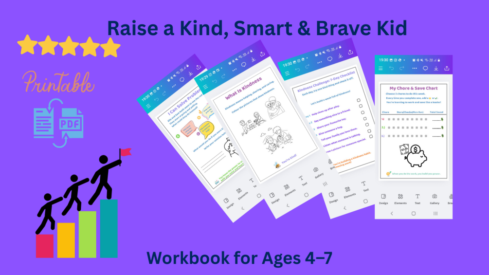 Raise a Kind, Smart & Brave Kid – Workbook for Ages 4+