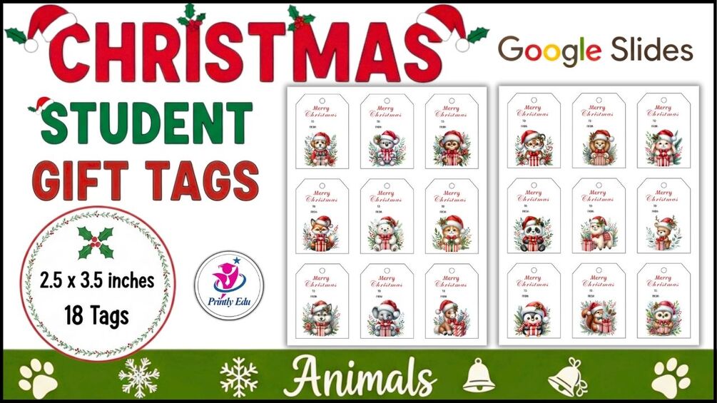 Editable Christmas Animal Gift Tags | Christmas Tags for Students ...