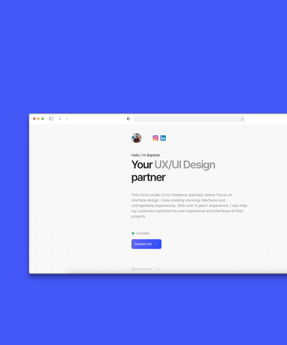 Micro UI Studio - A Framer template for freelance UX/UI Designers