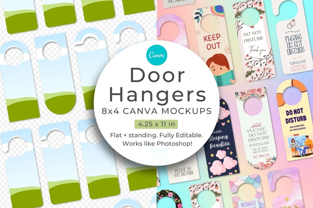 Editable Canva Door Hanger Templates with Mockups | Printable Digital ...