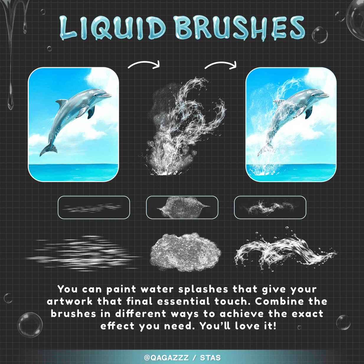 Free Procreate Liquid Brushes – White Water, Glue, Fluid Flow, Splashes ...
