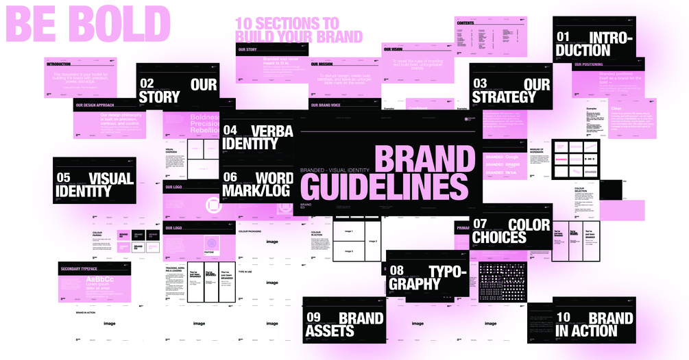 BOLD BRAND GUIDELINES TEMPLATE - 51 PAGE ILLUSTRATOR EDITABLE BRANDING ...
