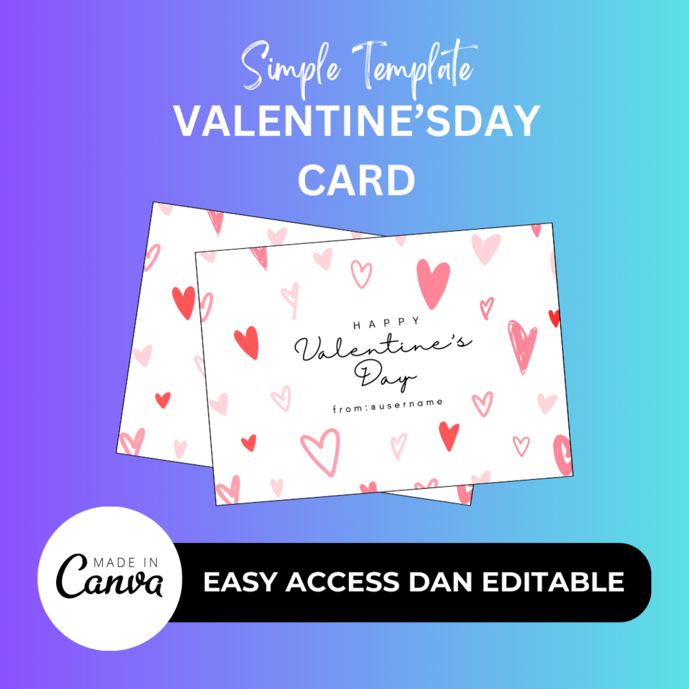 Editable Canva Template for Simple Happy Valentine's Day Greeting Card ...