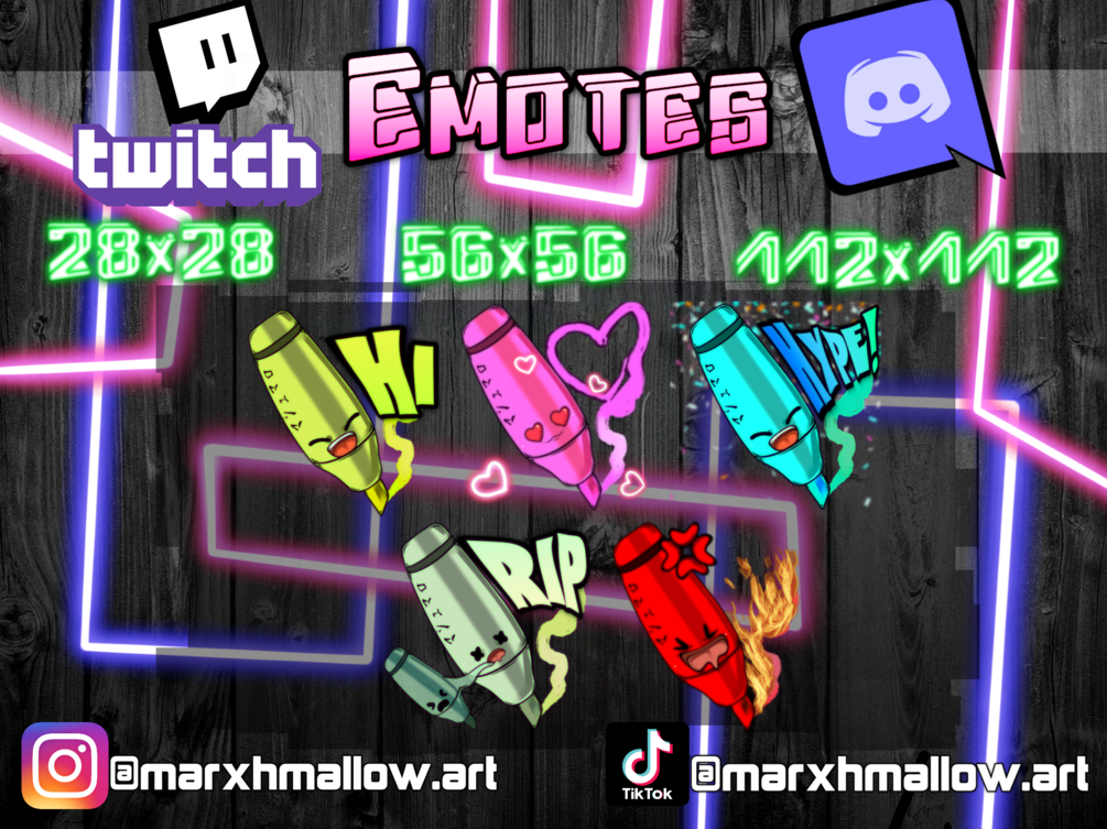 Kawaii Hightlight emote set for Twitch and Discord