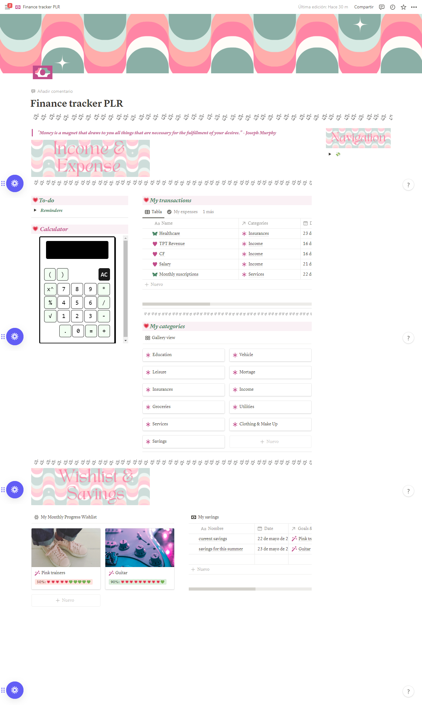 PLR Second Brain & Finance Tracker Notion Template Bundle