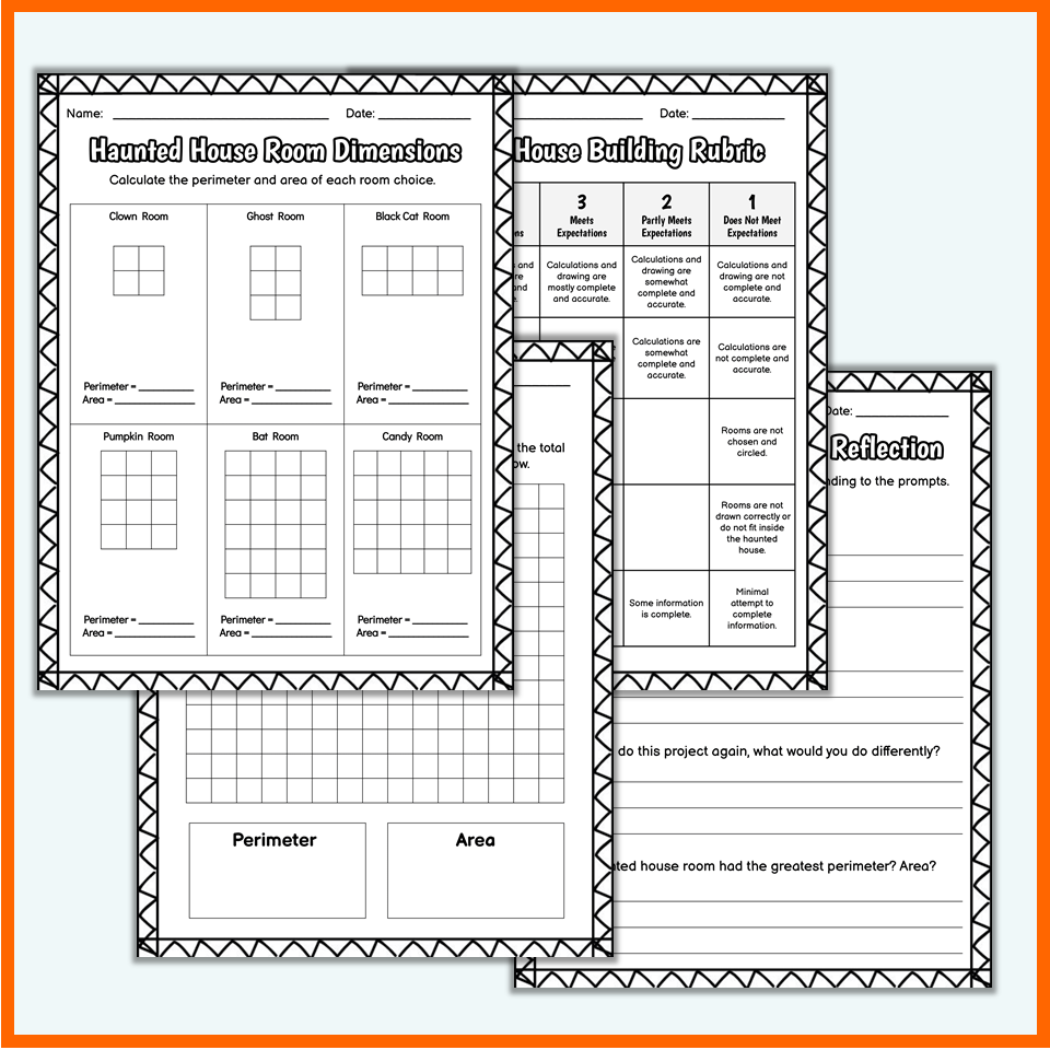 Area & Perimeter Haunted House Project - Halloween Worksheet