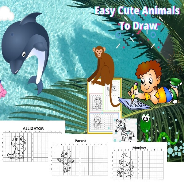 Easy Cute Animals To Draw for kids, free pdf ,free for commercial use ...