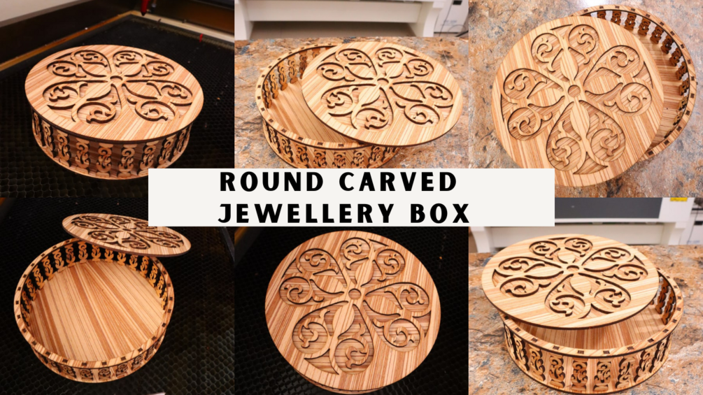 Laser Cut Wooden Round Box Round Jewelry Box Gift Box Wooden Box DXF and Ai