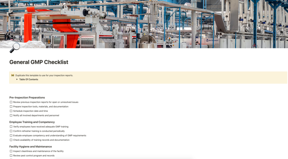 Notion - General GMP Checklist Template