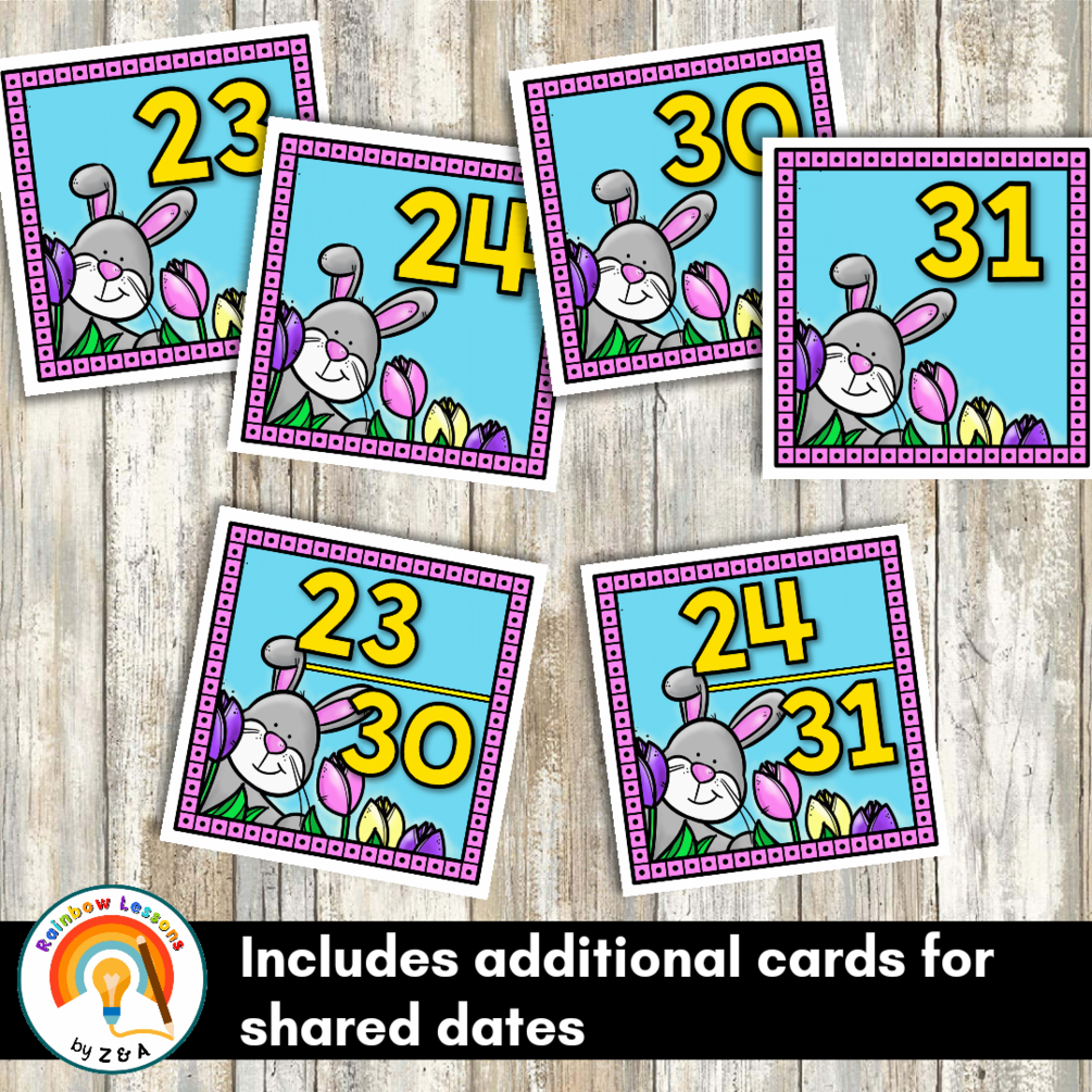 Easter Calendar Numbers | Spring Calendar Numbers | April Calendar Numbers