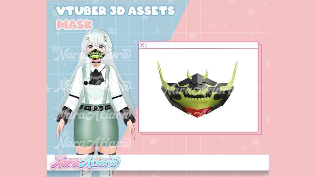 3D Vtuber Assets Mask V27 vroid commission, 3D assets ready to use ...