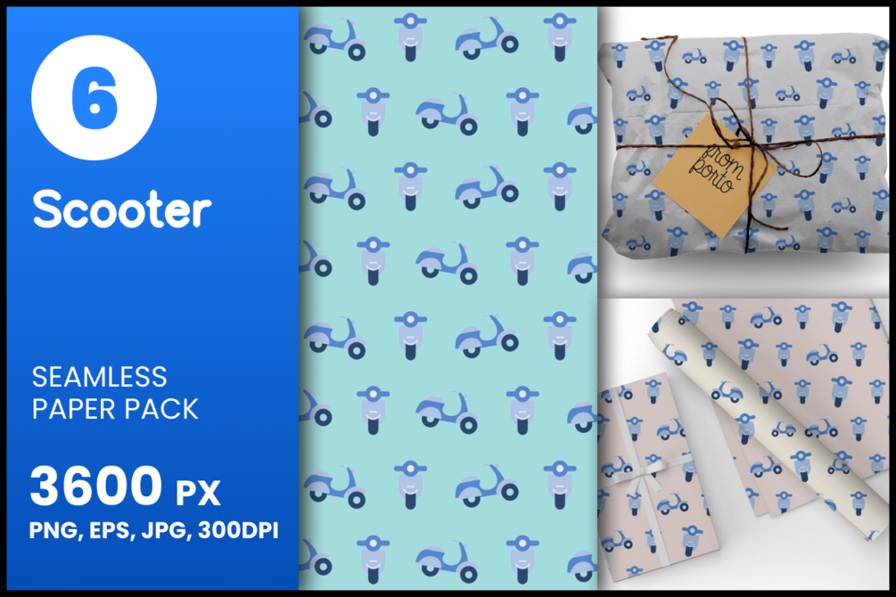 Scooter 6 Seamless Patterns