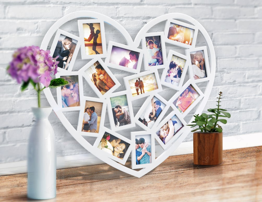 Heart Wooden Photo Frame Collage with I love you Frame for Her DIY ...