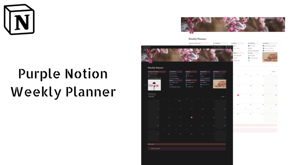 Notion Weekly Planner-Purple