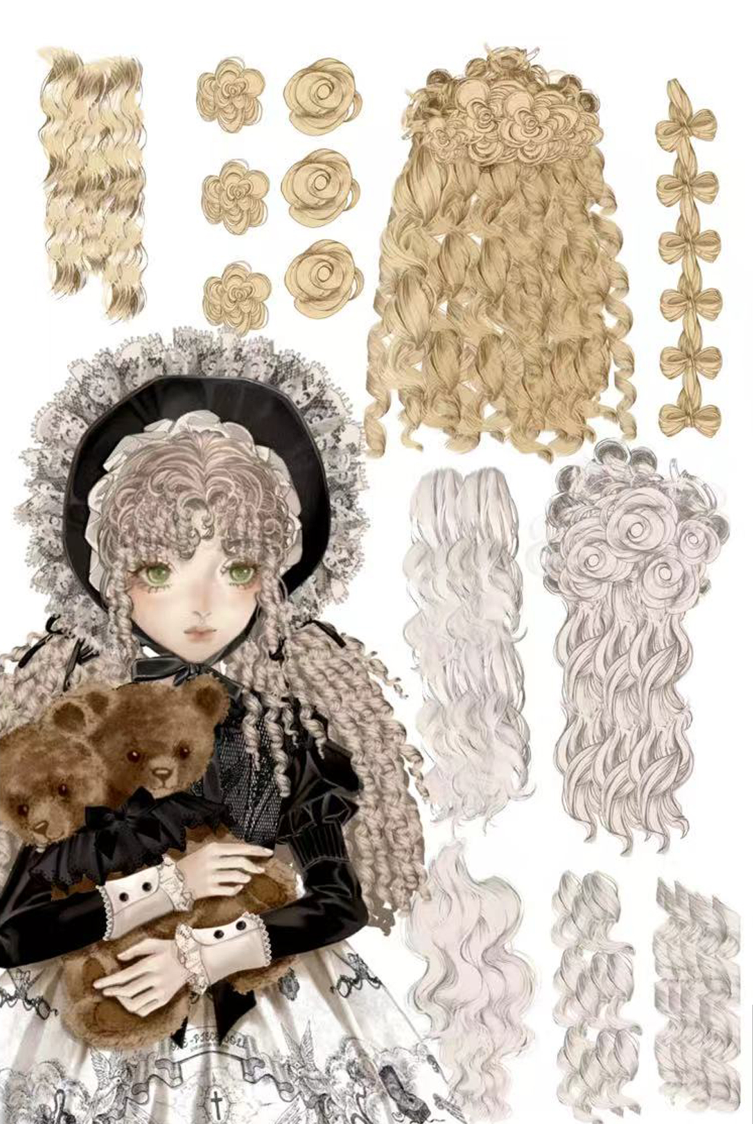 Curly Hair & Spiral Lock Brushes for Procreate – Stylized Ringlet ...