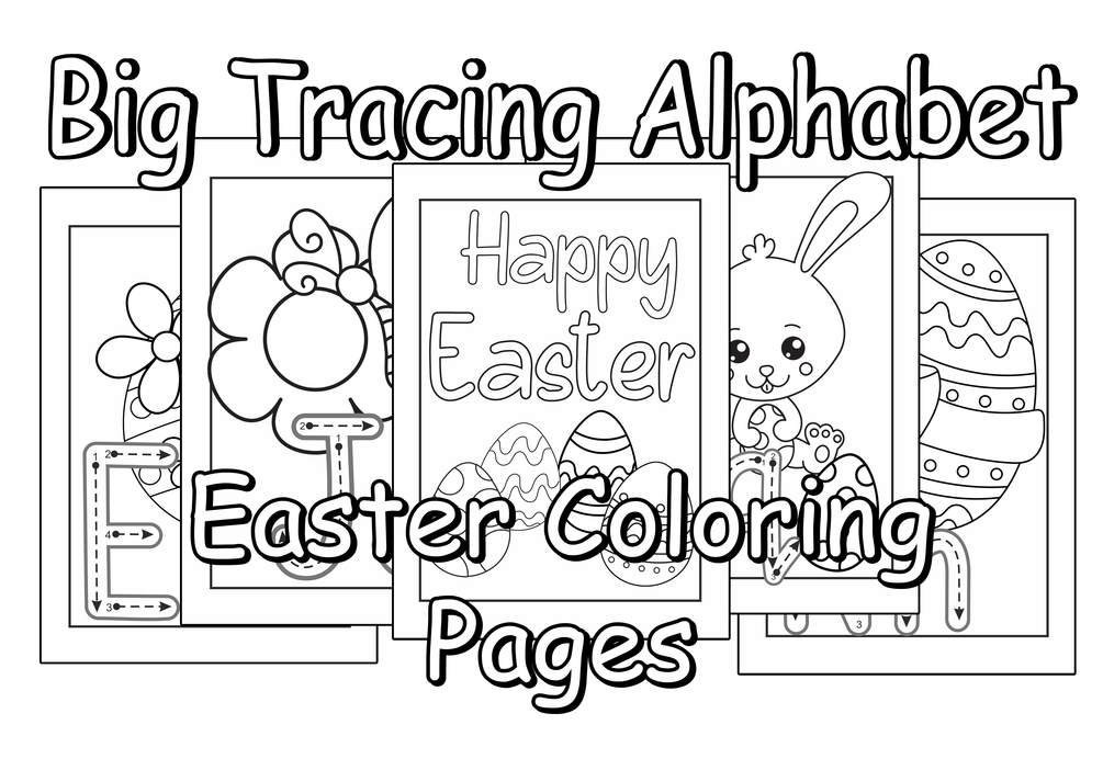 Big Easter Letter Tracing Alphabet Coloring Activity Pages
