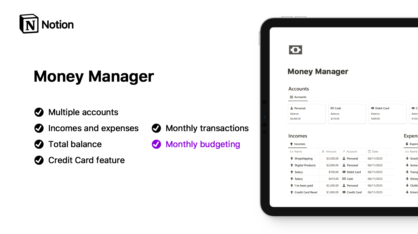 Notion Money Manager