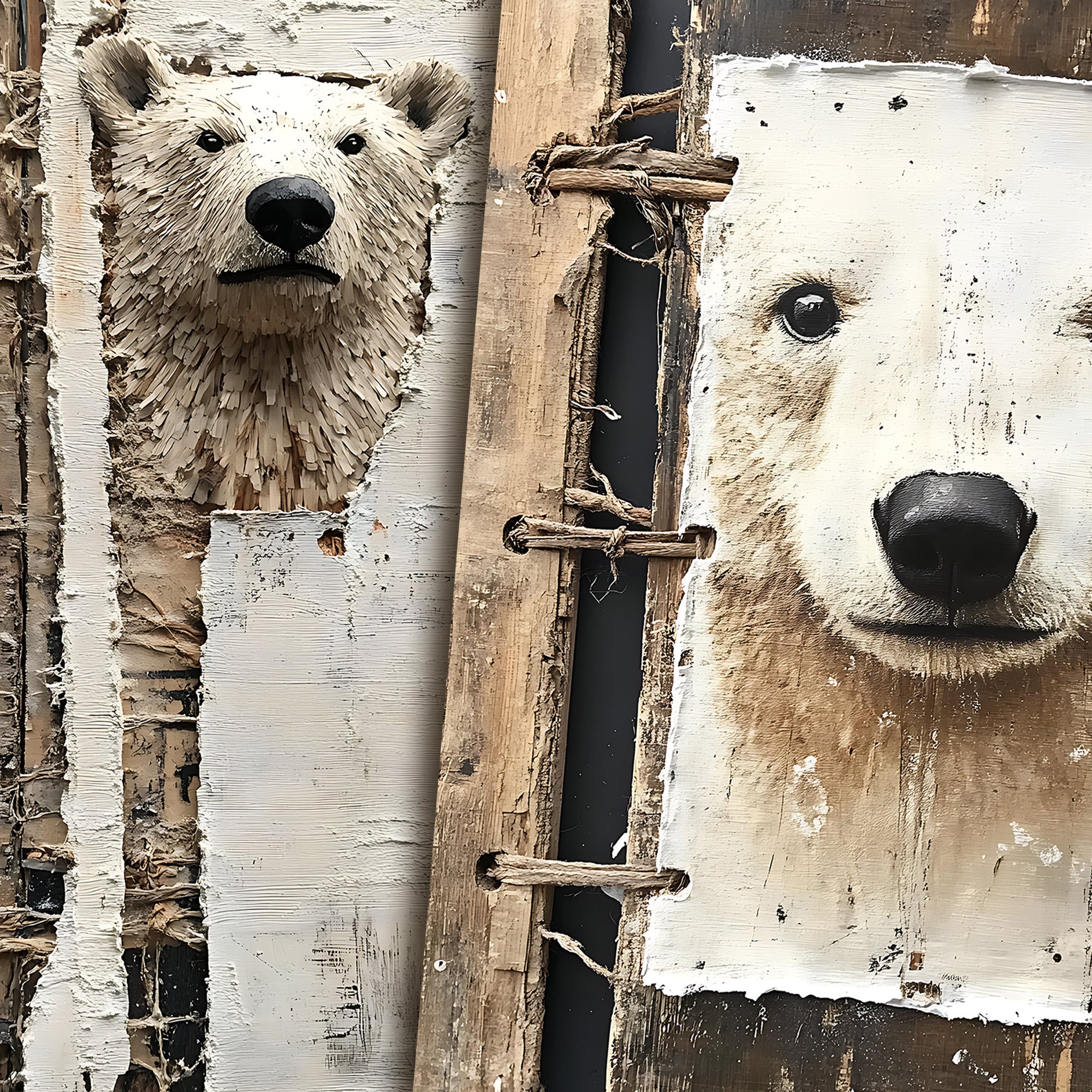 18 pc Polar Bear Rustic Christmas Assemblage Printable Junk Journal ...