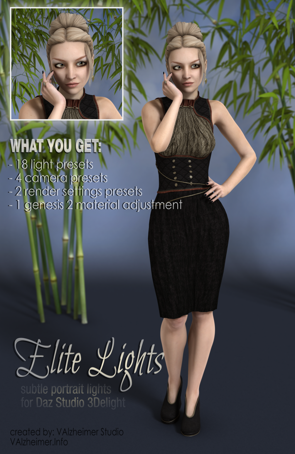 Elite Lights - Subtle Portrait Lights for Daz Studio 3Delight