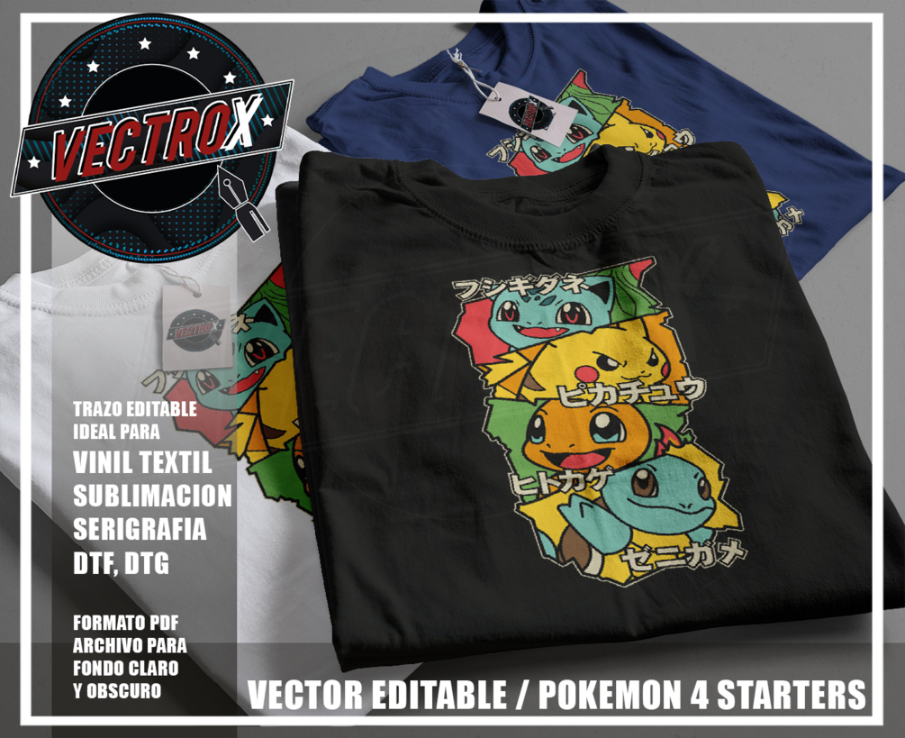 Vector Editable - Pokemon 4 Starters